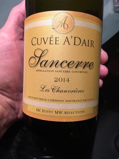 2014 DC Flynt MW Selections Sancerre Cuvée A'Dair, France, Loire Valley ...