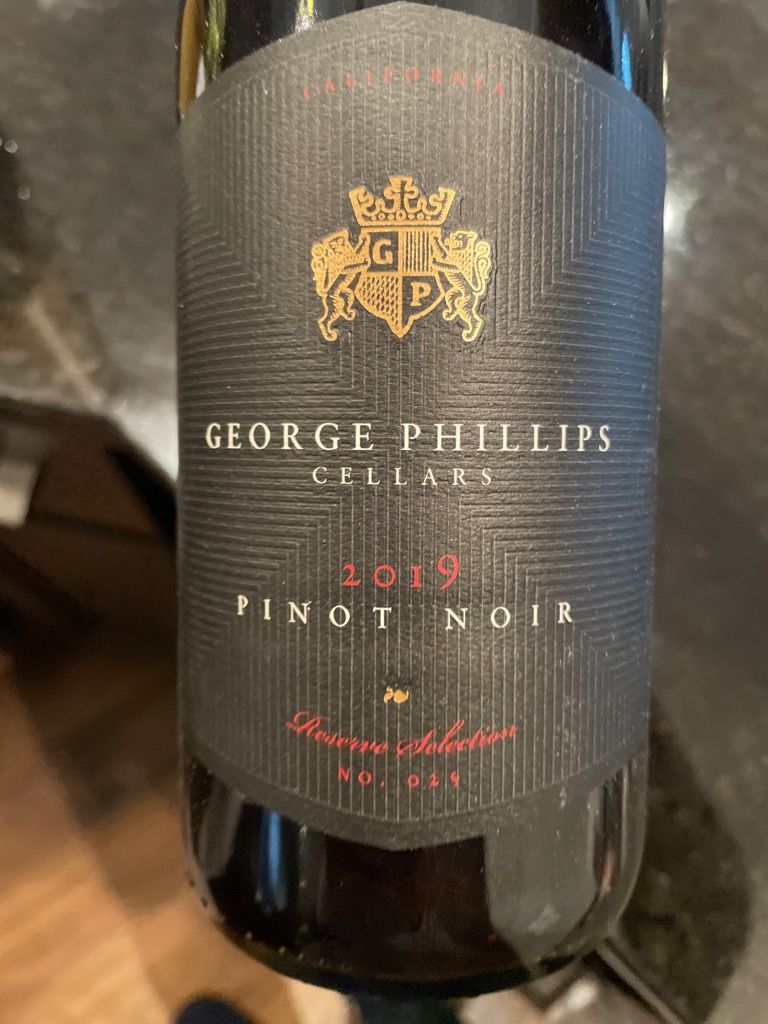2019 George Phillips Cellars Pinot Noir Reserve Selection No. 025, USA ...