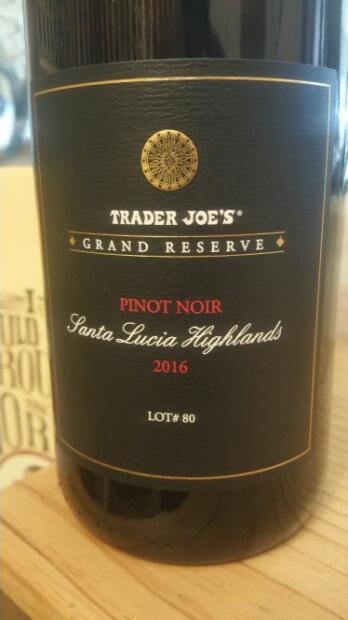 2016 Trader Joe's Pinot Noir Grand Reserve Santa Lucia Highlands, USA ...