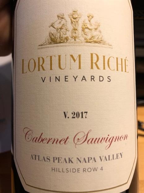 2017 Lortum Riché Vineyards Cabernet Sauvignon Hillside Row 4, USA ...