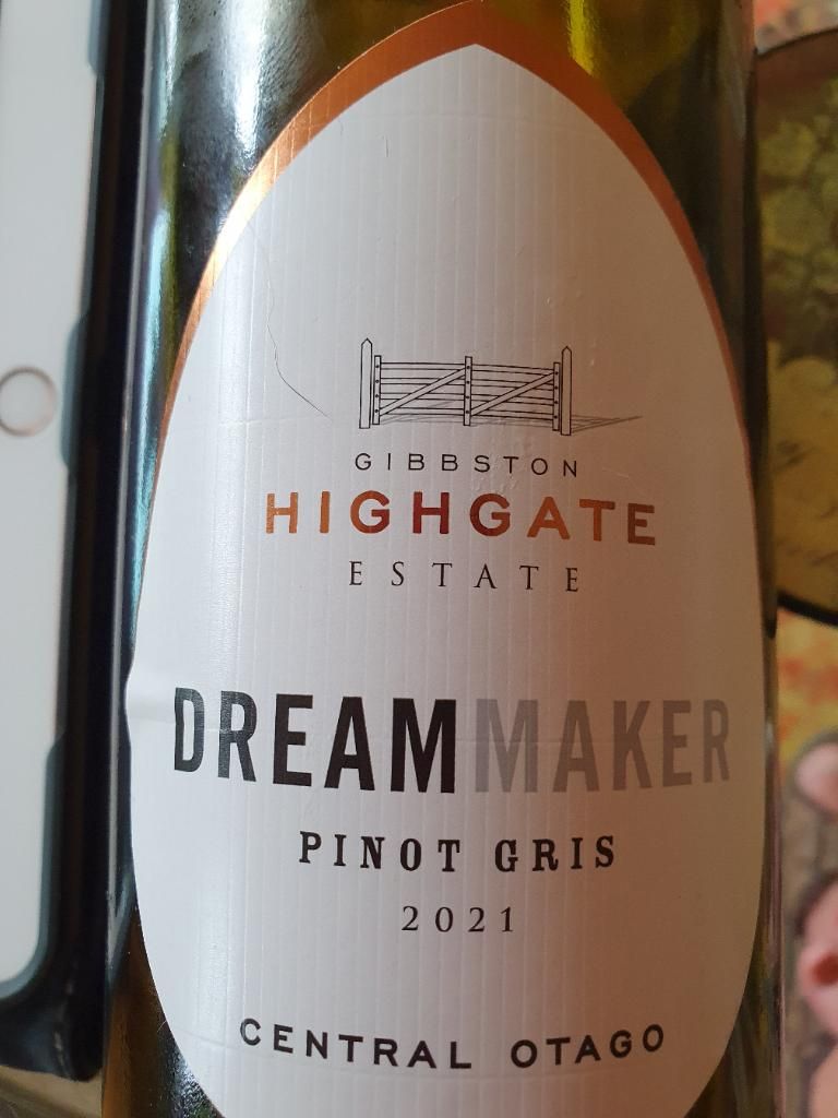 2021 Gibbston Highgate Estate Pinot Gris Dreammaker, New Zealand, South ...