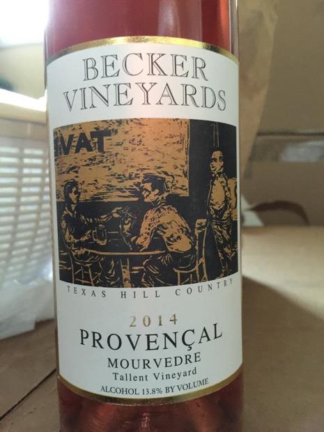 2014 Becker Vineyards Provençal Tallent Vineyard, USA, Texas, Texas ...