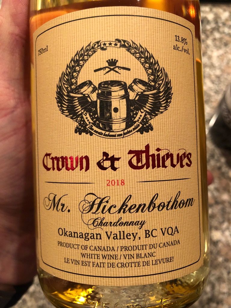 2019 The Hatch Chardonnay Jason Parkes Customs Crown + Thieves, Canada ...