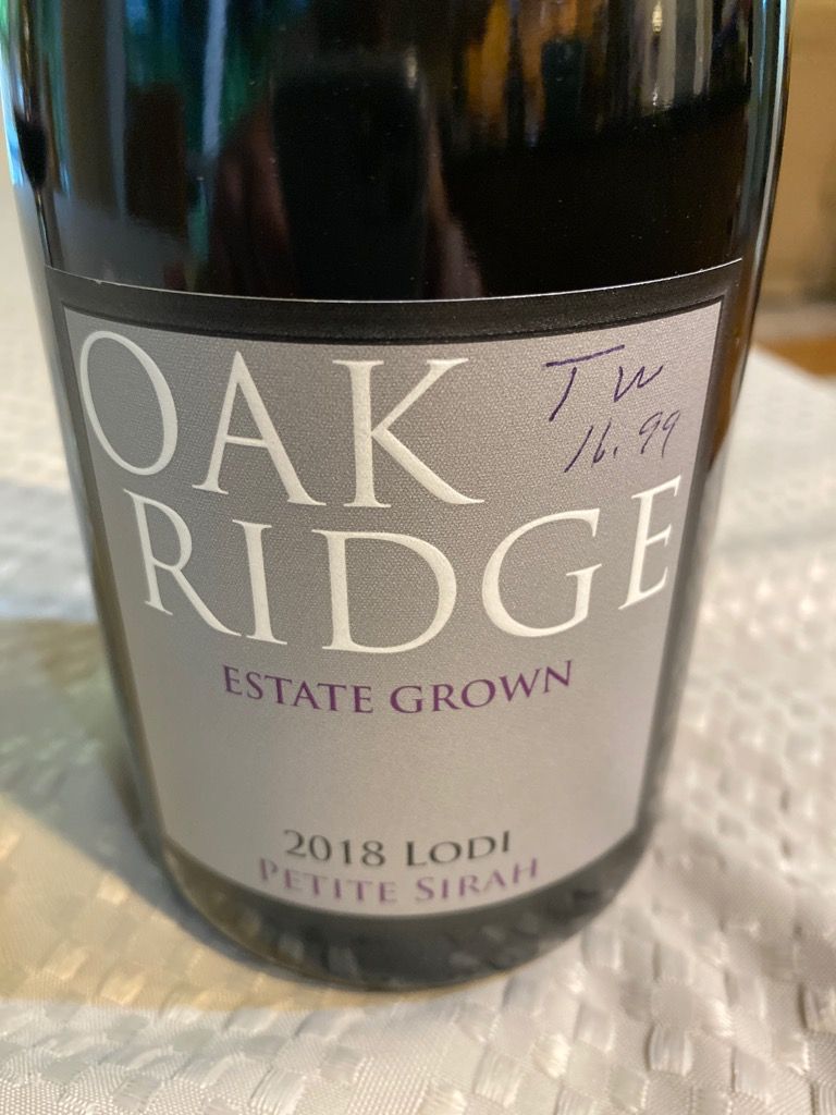 2018 Oak Ridge Winery Petite Sirah, USA, California, Central Valley ...