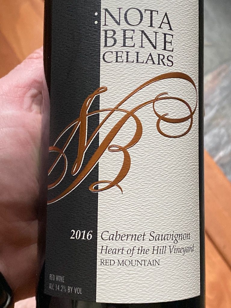 2016 Nota Bene Cellars Cabernet Sauvignon Heart of The Hill Vineyard ...