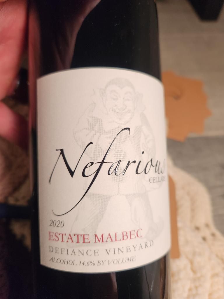2020 Nefarious Cellars Malbec Defiance Vineyard, USA, Washington ...