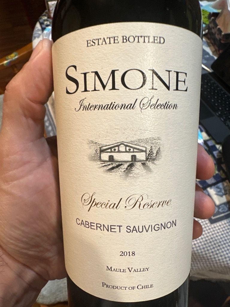 2018 Simone Cabernet Sauvignon Special Reserve, Chile, Maule Valley ...