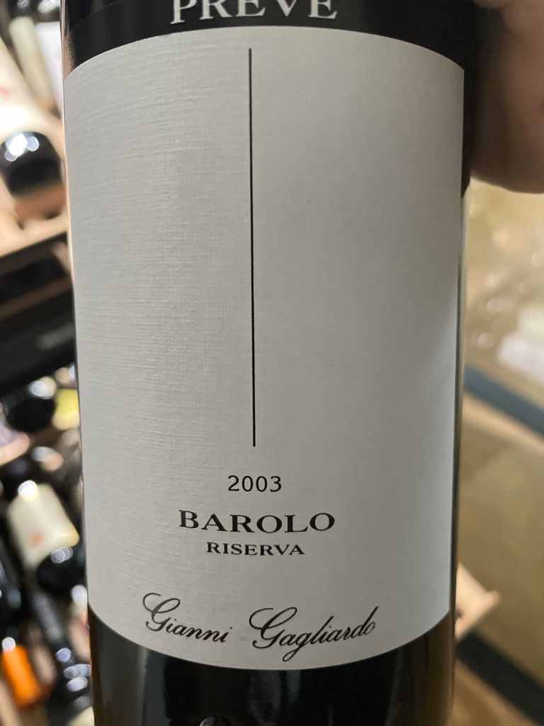2003 Gianni Gagliardo Barolo Riserva Preve, Italy, Piedmont, Langhe ...