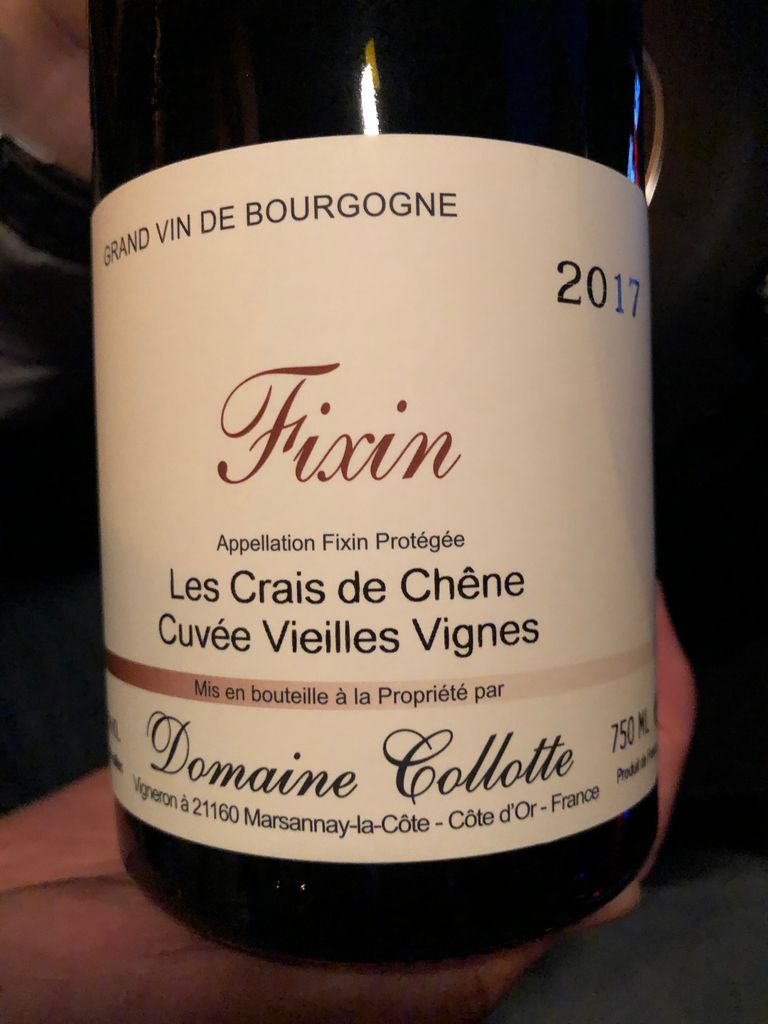 2017 Domaine Collotte Fixin Les Crais de Chene Vieilles Vignes, France ...