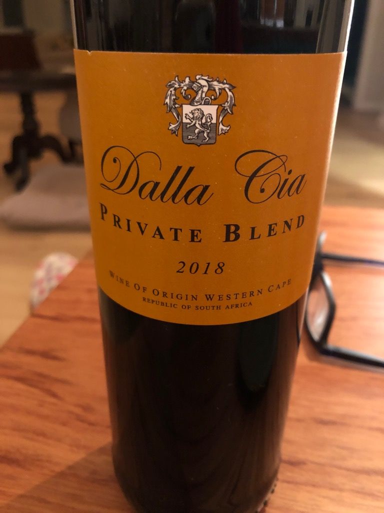 2018 Dalla Cia Private Blend, South Africa, Coastal Region ...