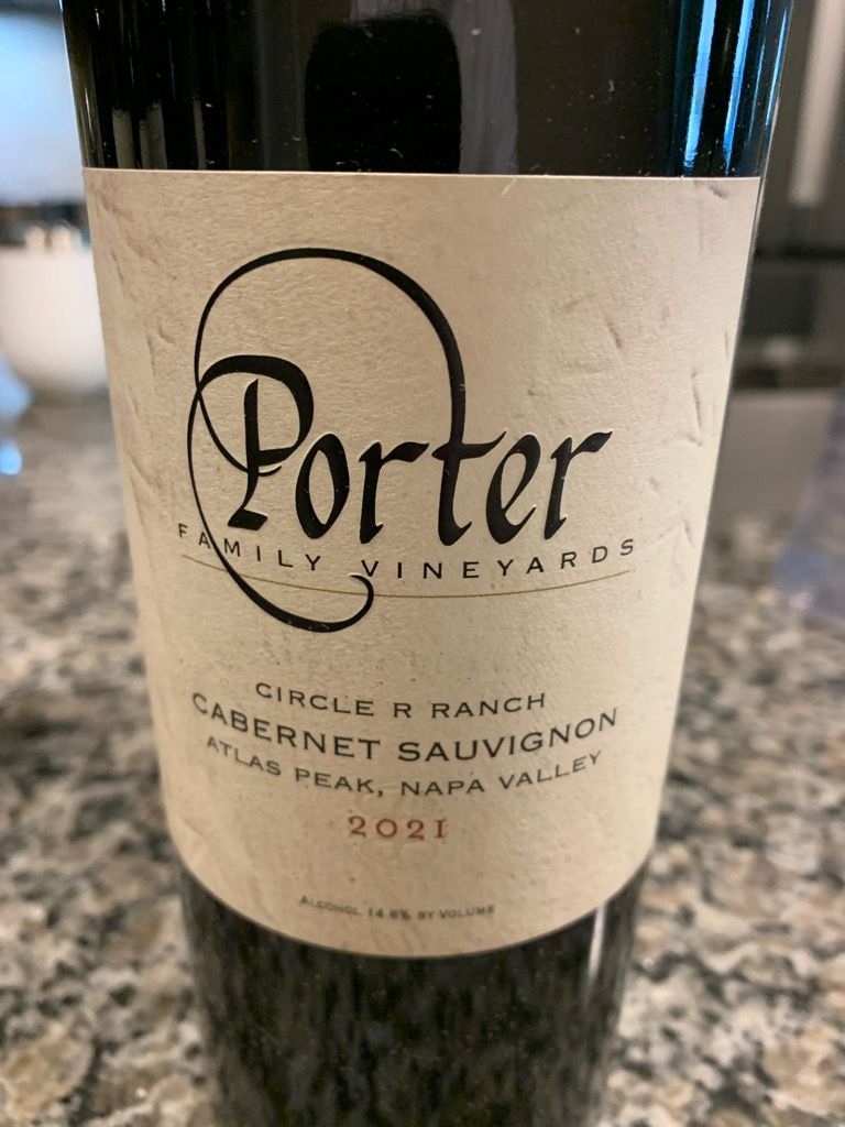 2021 Porter Family Vineyards Cabernet Sauvignon Circle R Ranch Vineyard ...