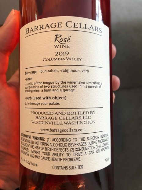 2013 Barrage Cellars & Rose Wine, USA, Washington, Columbia Valley ...