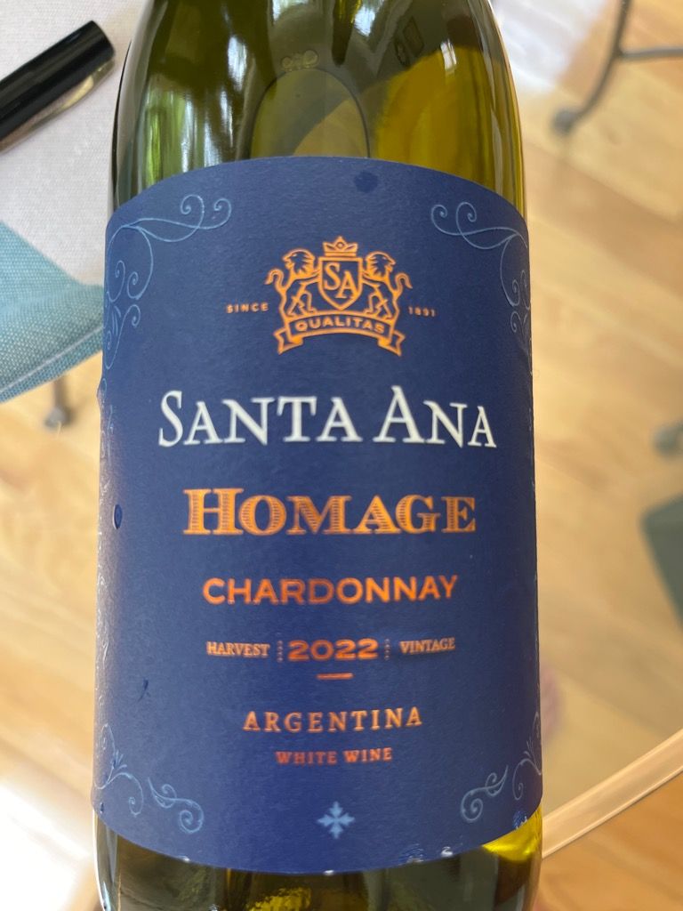 2022 Bodegas Santa Ana Homage Chardonnay, Argentina, Mendoza ...