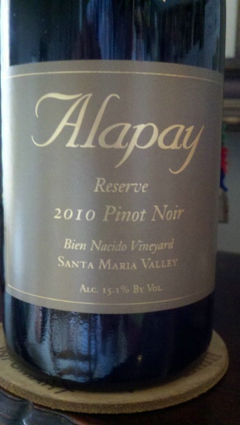 2009 Alapay Cellars Pinot Noir Reserve Bien Nacido Vineyard, USA ...