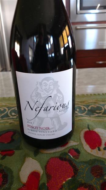 2015 Nefarious Cellars Pinot Noir Bergh Vineyard, USA, Washington ...