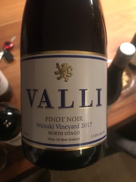 2017 Valli Pinot Noir Waitaki Vineyard, New Zealand, South Island ...
