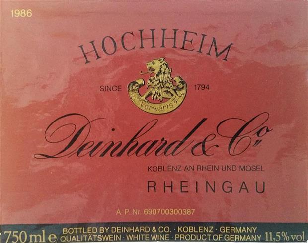 1986 Deinhard Hochheim Qualitätswein, Germany, Rheinhessen - CellarTracker