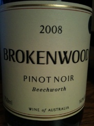 2008 Brokenwood Pinot Noir Beechworth, Australia, Victoria, North East ...