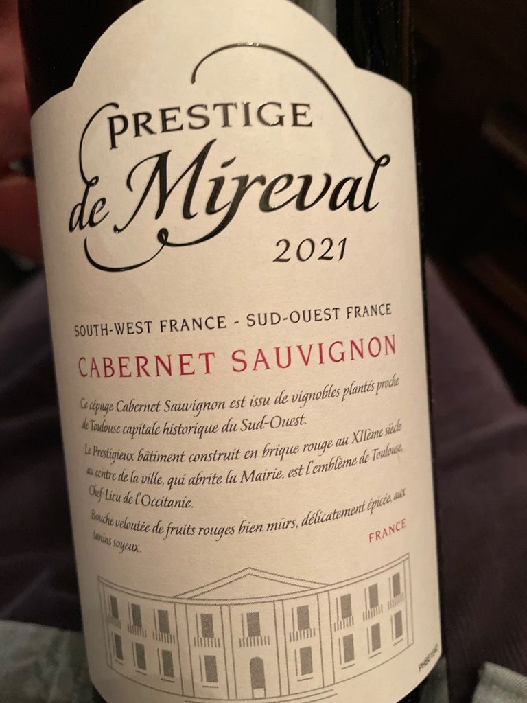 2021 Vinovalie Cabernet Sauvignon Prestige de Mireval, France ...