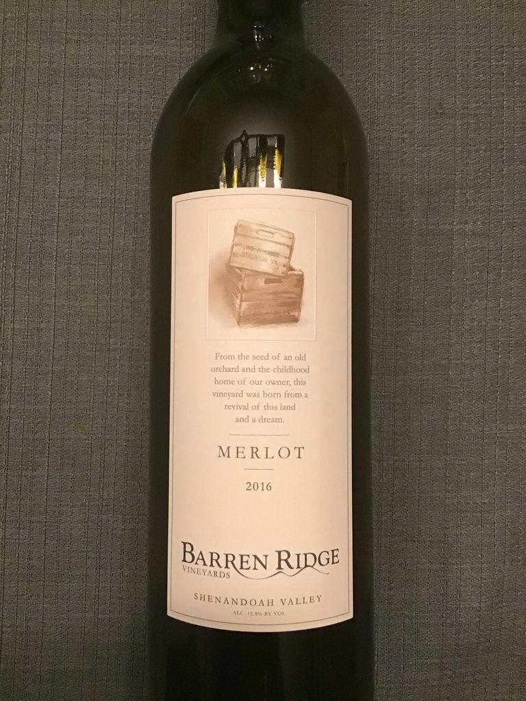 2019 Barren Ridge Merlot, USA, Virginia, Shenandoah Valley - CellarTracker