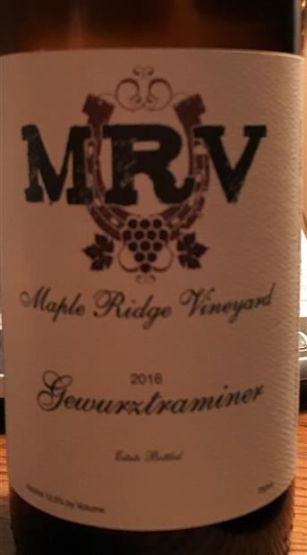 2020 Maple Ridge Vineyard Gewürztraminer, USA, Ohio, Lake Erie ...