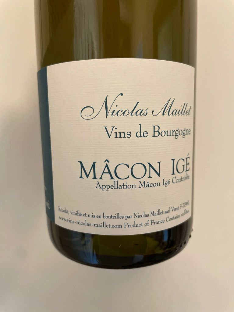 2022 Nicolas Maillet Mâcon-Igé, France, Burgundy, Mâconnais, Mâcon-Igé ...