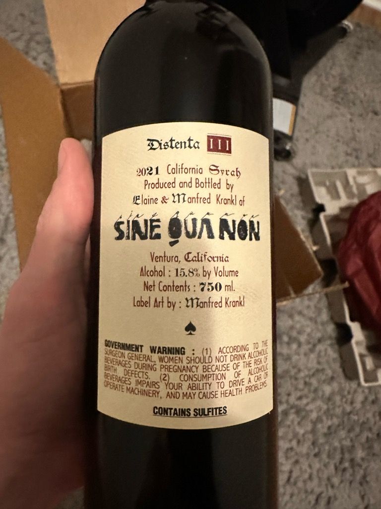 2021 Sine Qua Non 2 Magnum Assortment Grenache Distenta III, Syrah ...