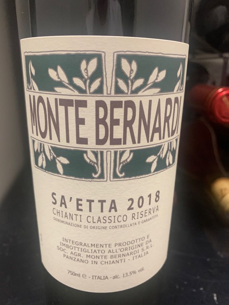 2018 Monte Bernardi Chianti Classico Sa'etta Riserva, Italy, Tuscany ...