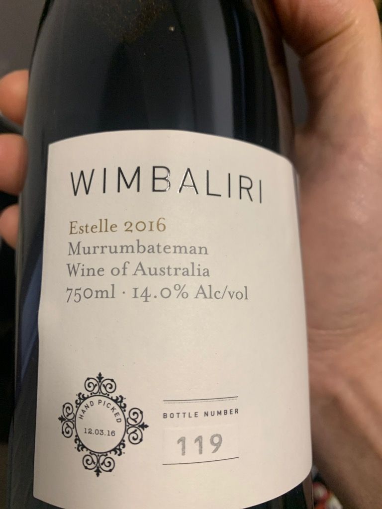 2019 Wimbaliri Wines Shiraz Viognier Murrumbateman, Australia, New ...