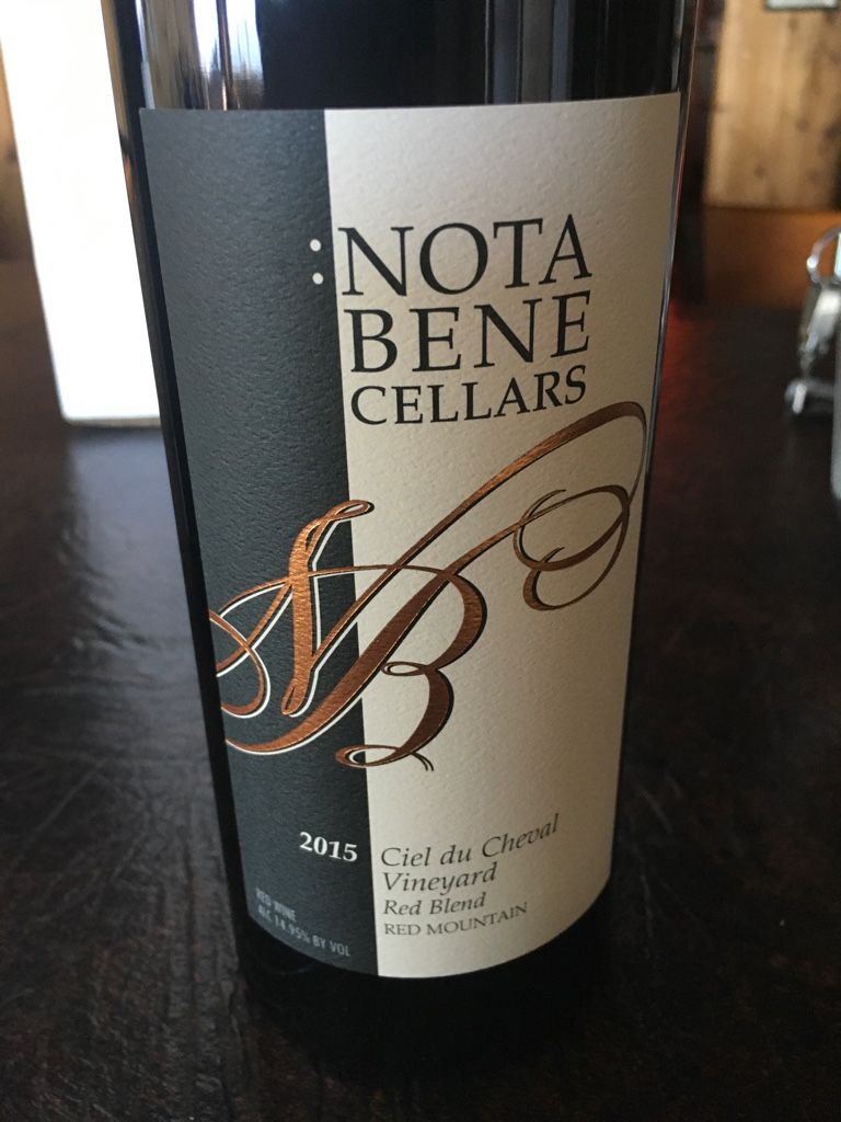 2016 Nota Bene Cellars Ciel du Cheval Vineyard, USA, Washington ...