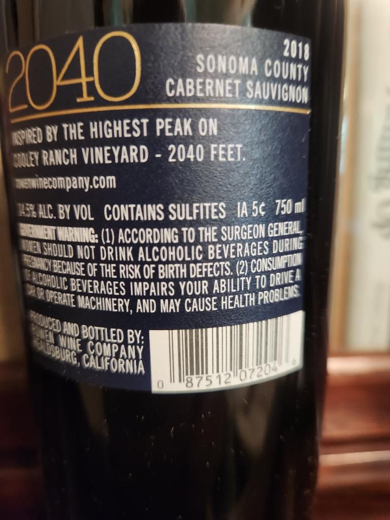 2018 Rowen Wine Cabernet Sauvignon 2040 Cooley Ranch, USA, California ...