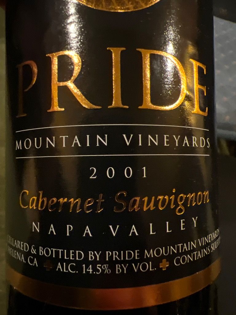 2001 Pride Mountain Vineyards Cabernet Sauvignon Premiere Napa Valley ...