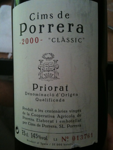 2000 Cims de Porrera Priorat Classic, Spain, Catalunya, Priorat ...