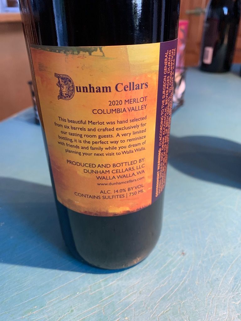 2020 Dunham Cellars Merlot, USA, Washington, Columbia Valley, Walla ...