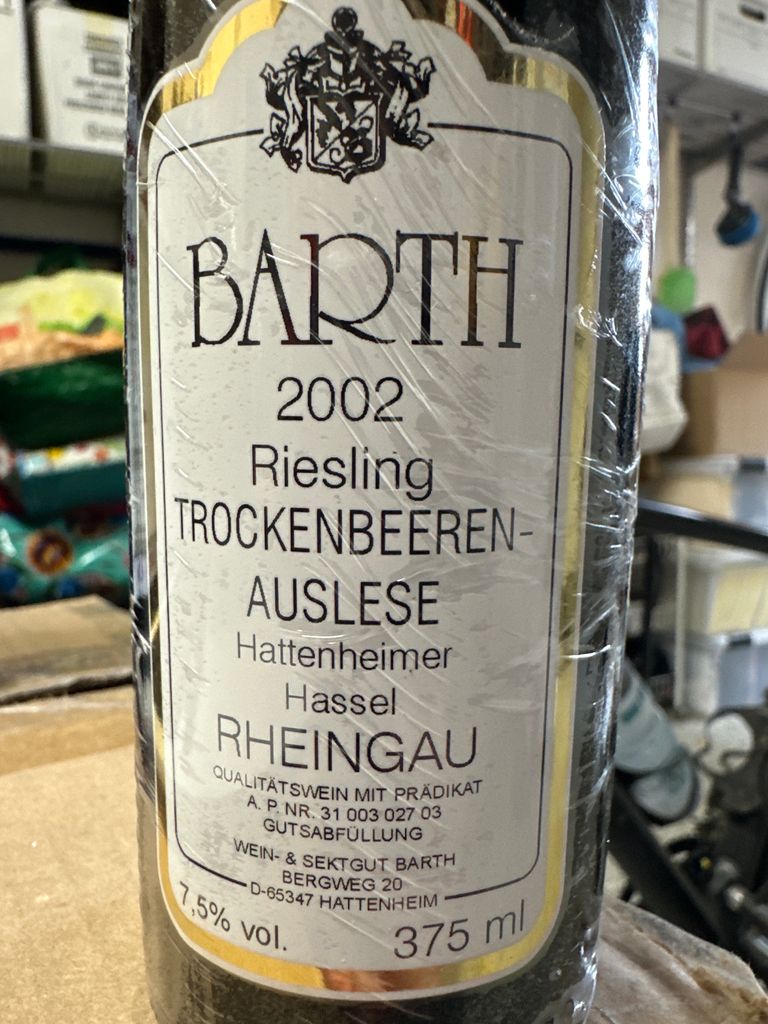 2002 Weingut Barth Hattenheimer Hassel Riesling Trockenbeerenauslese ...