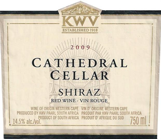 2009 KWV Shiraz Cathedral Cellar, South Africa, Western Cape ...