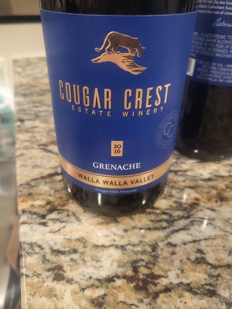 2016 Cougar Crest Grenache Cougar Hills, USA, Washington, Columbia ...