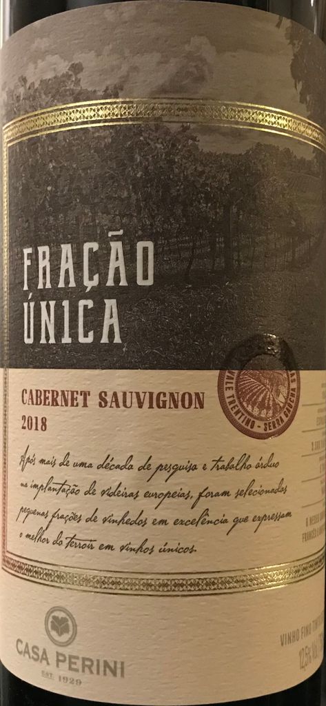2018 Perini Cabernet Sauvignon Fração Única, Brazil, Rio Grande do Sul ...