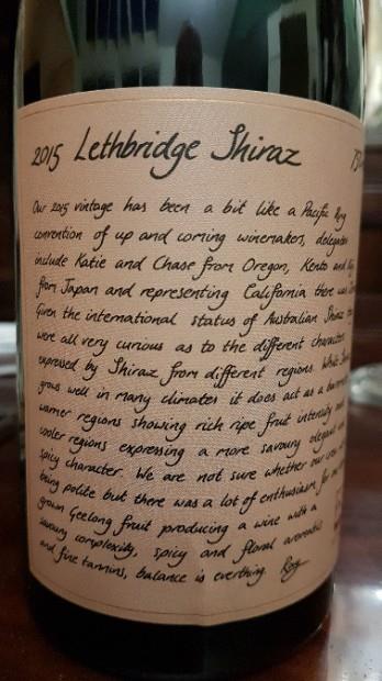 2016 Lethbridge Wines Shiraz, Australia, Victoria, Port Phillip ...