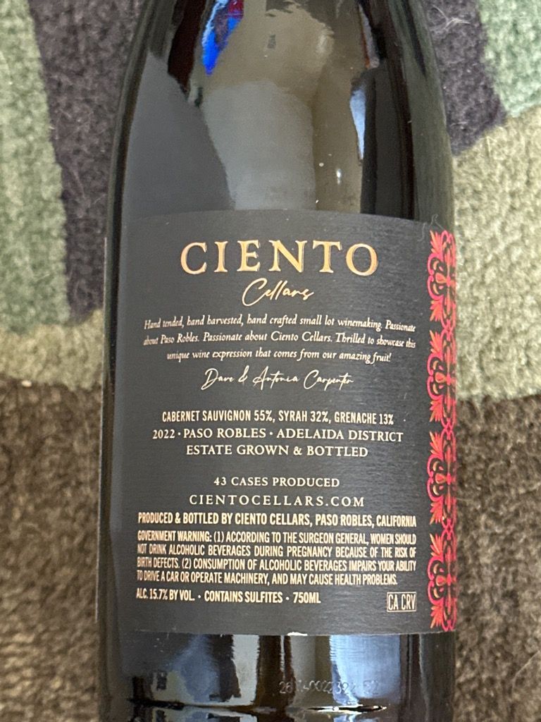 2022 Ciento Cellars Cuvée "C" Ciento Vineyard, USA, California, Central ...