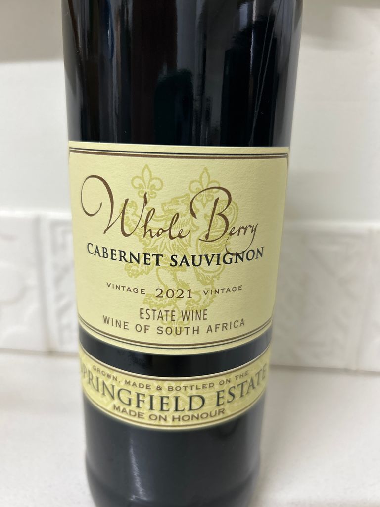 2022 Springfield Estate Cabernet Sauvignon Whole Berry, South Africa ...