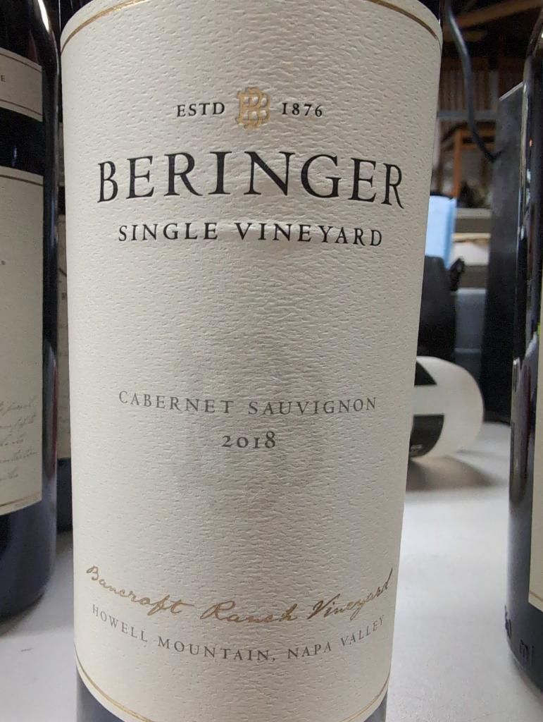 2018 Beringer Vineyards Cabernet Sauvignon Single Vineyard Howell ...