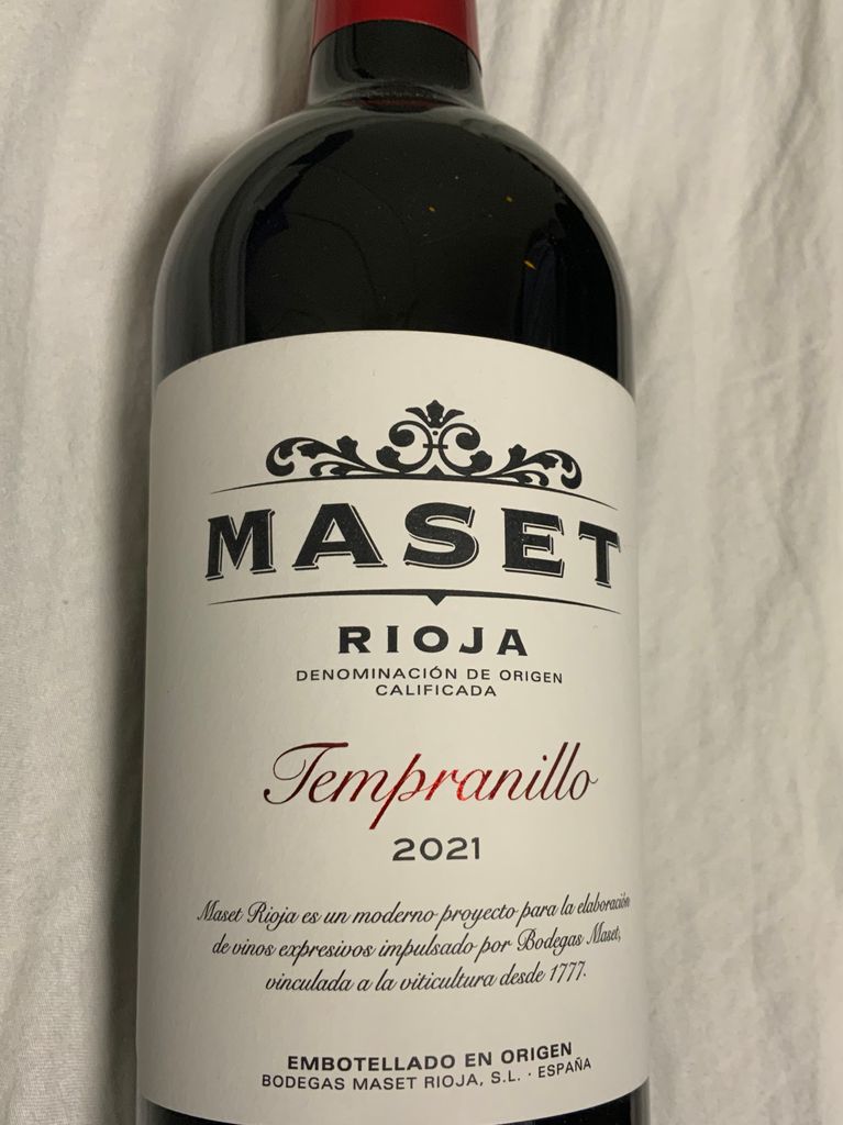 2021 Bodegas Maset Tempranillo Rioja Crianza, Spain, La Rioja, Rioja ...