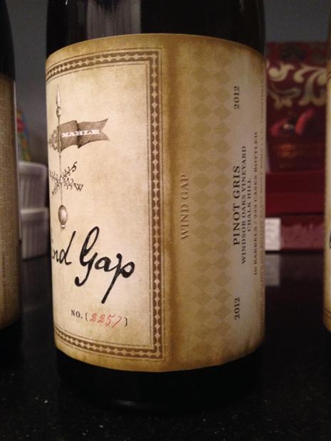 2012 Wind Gap Wines Pinot Gris Windsor Oaks Vineyard, USA, California ...