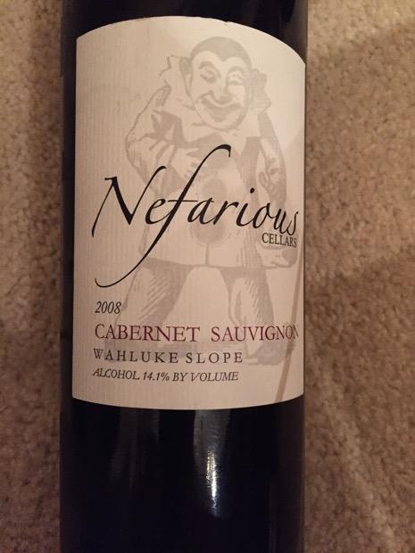 2008 Nefarious Cellars Cabernet Sauvignon, USA, Washington, Columbia ...