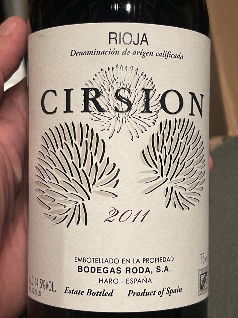 2011 Bodegas Roda Rioja Cirsion, Spain, La Rioja, Rioja - CellarTracker
