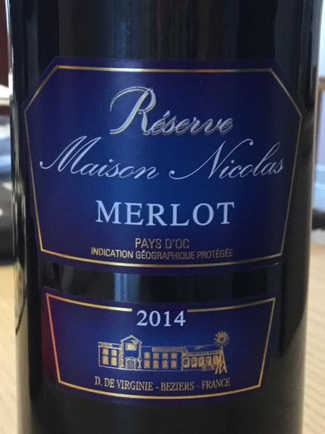 2014 Maison Nicolas Merlot Reserve, France, Bordeaux - CellarTracker