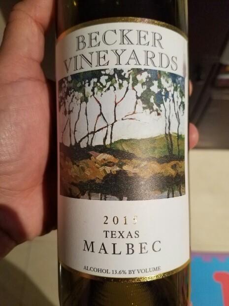 2015 Becker Vineyards Malbec, USA, Texas, Texas Hill Country ...