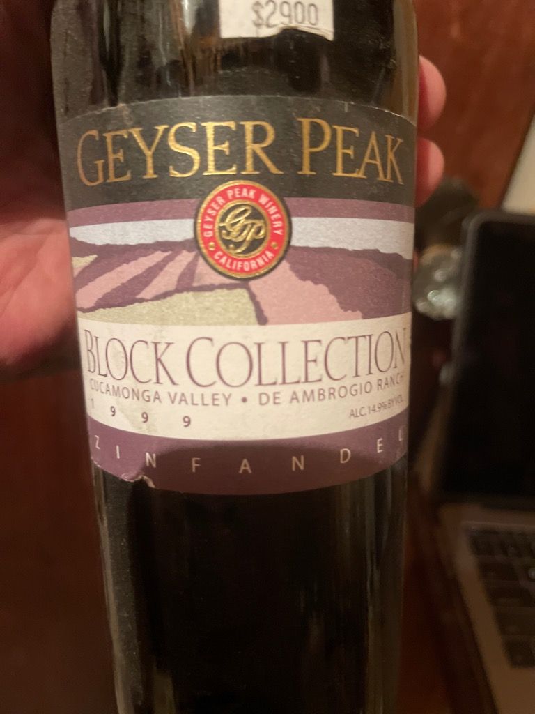 2000 Geyser Peak Zinfandel Block Collection De Ambrogio Ranch, USA ...
