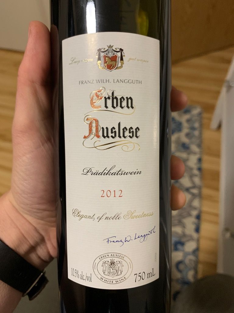 2012 Franz Wilh. Langguth Riesling Erben Auslese, Germany, Rheinhessen ...